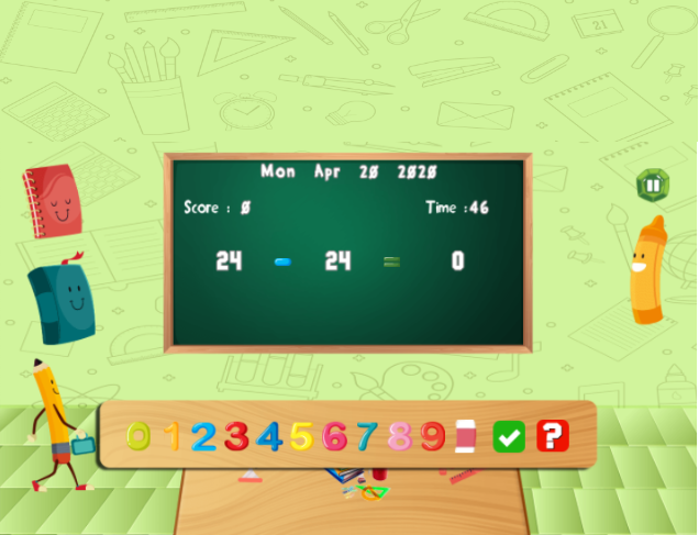 Online Subtraction Games For Kindergarten