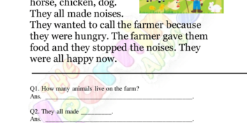 Download free printable Farm Animals Comprehension for kids