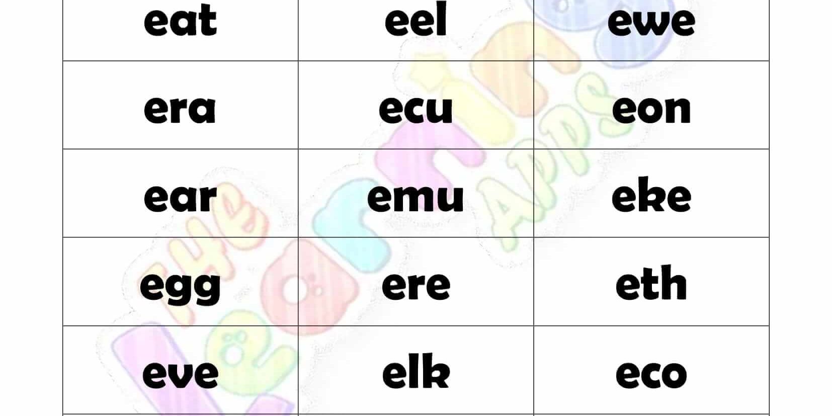 Words Starting With E