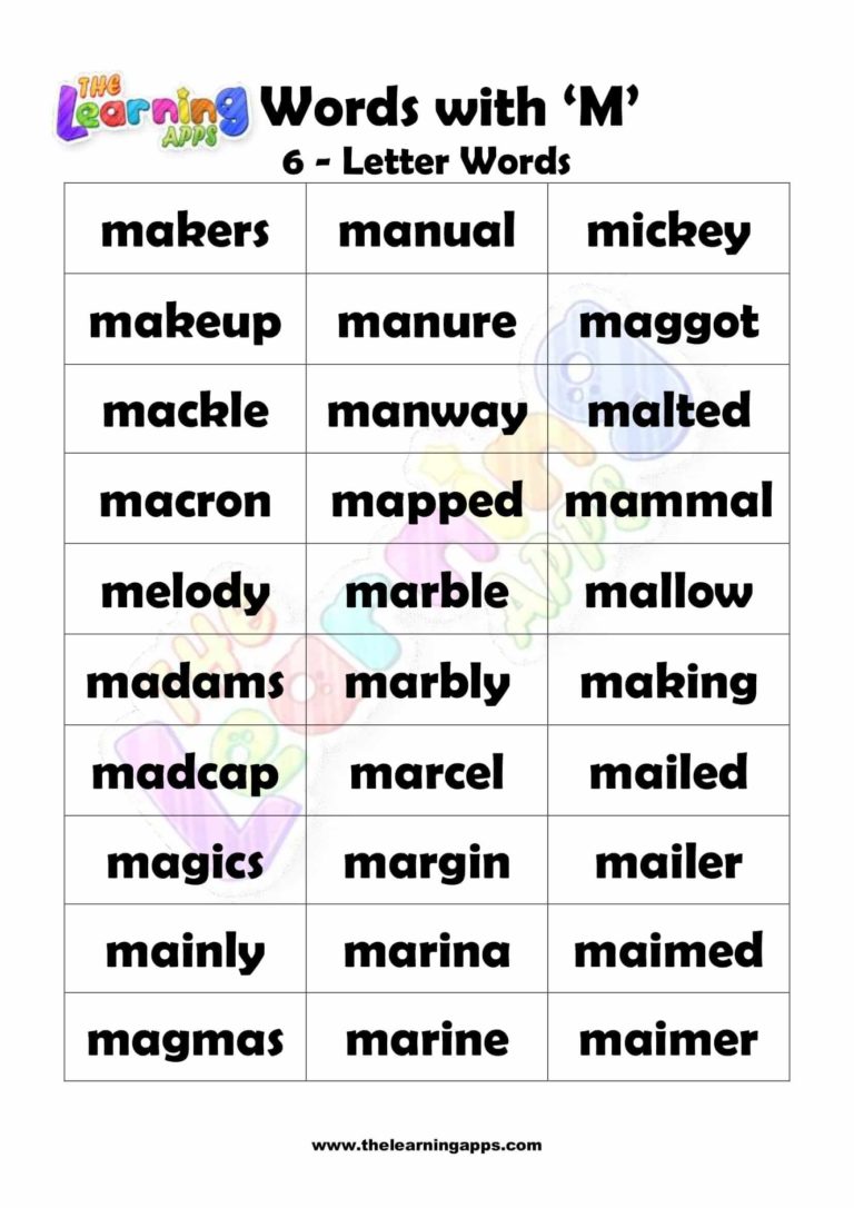 I-download ang libreng printable na 6 LETTER WORD NA NAGMULA SA M