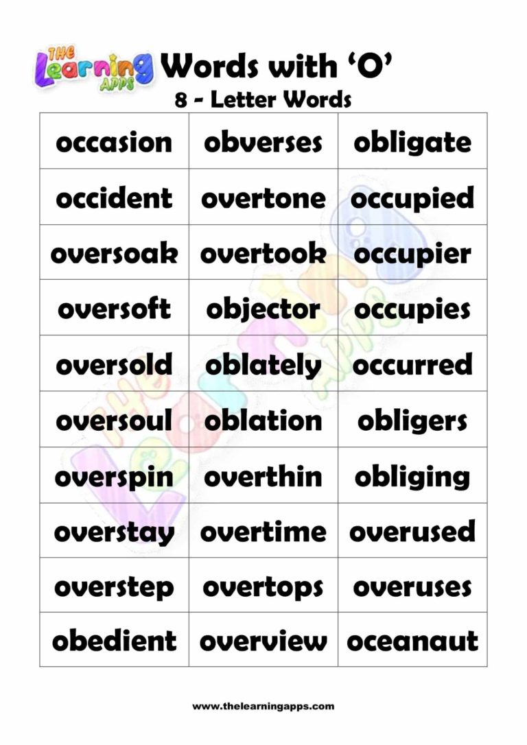 O로 시작하는 인쇄 가능한 8글자 무료 다운로드