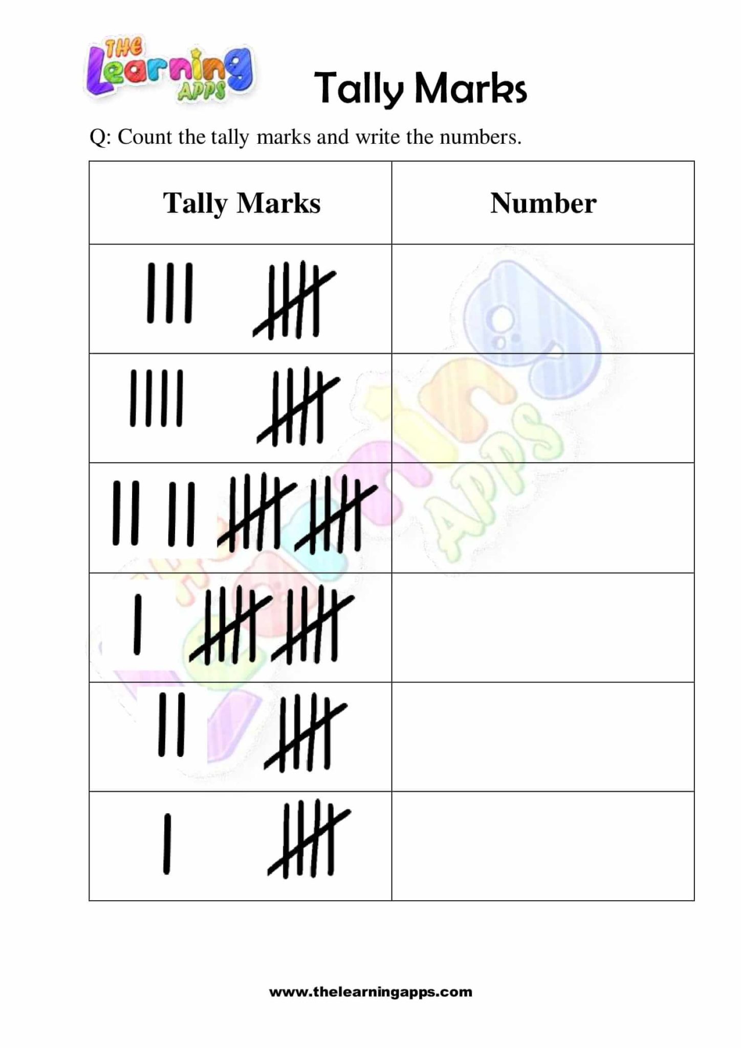 Download our free printable Tally Mark Worksheet 02 for kids