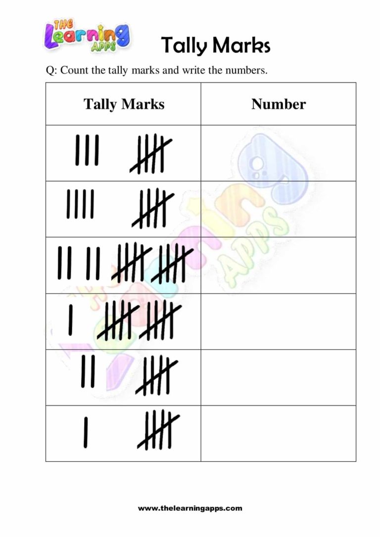 Download our free printable Tally Mark Worksheet 02 for kids