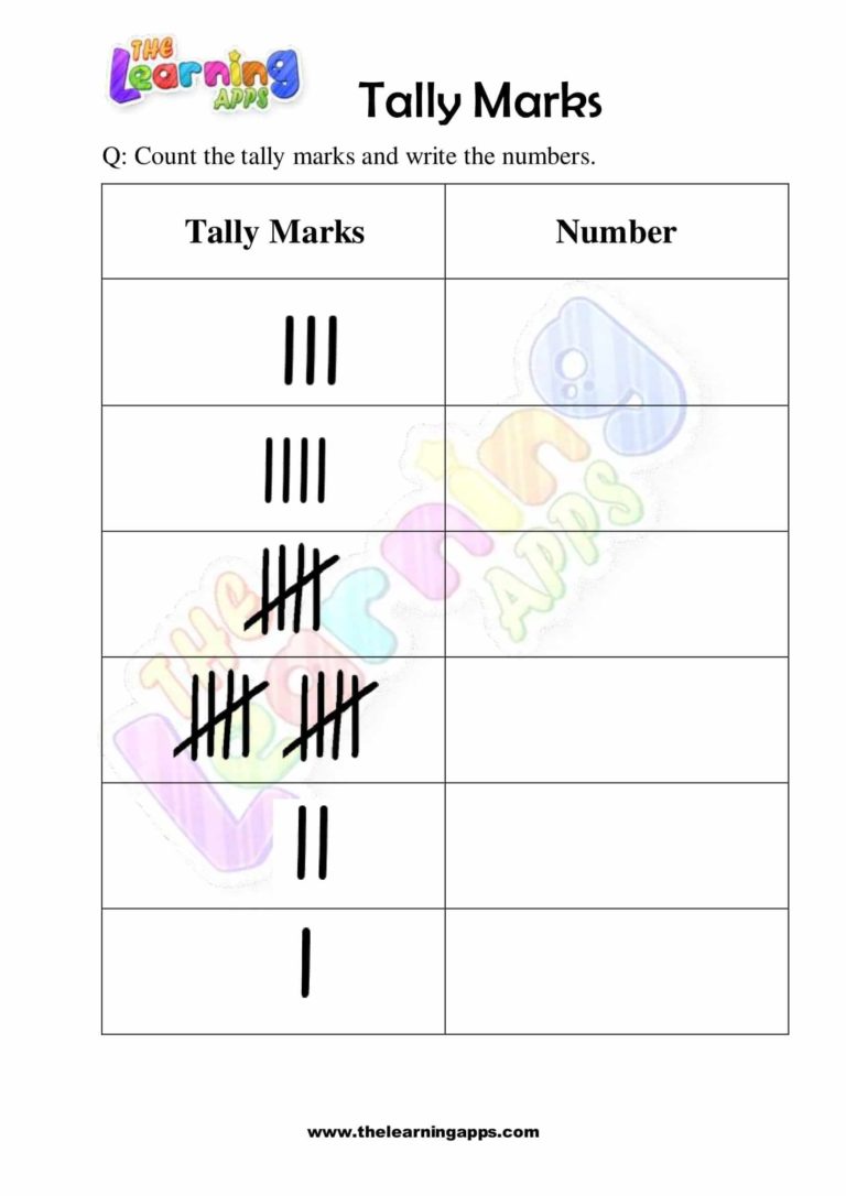 Download our free printable Tally Mark Worksheet 03 for kids