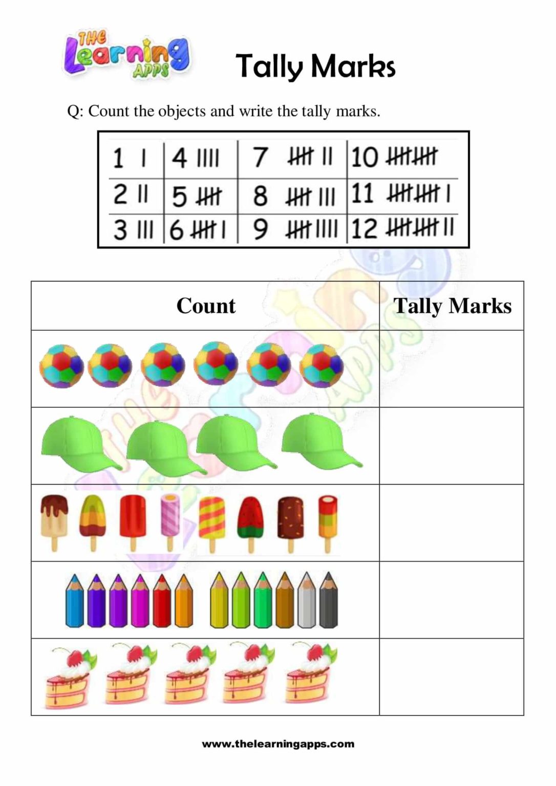 Download our free printable Tally Mark Worksheet 07 for kids