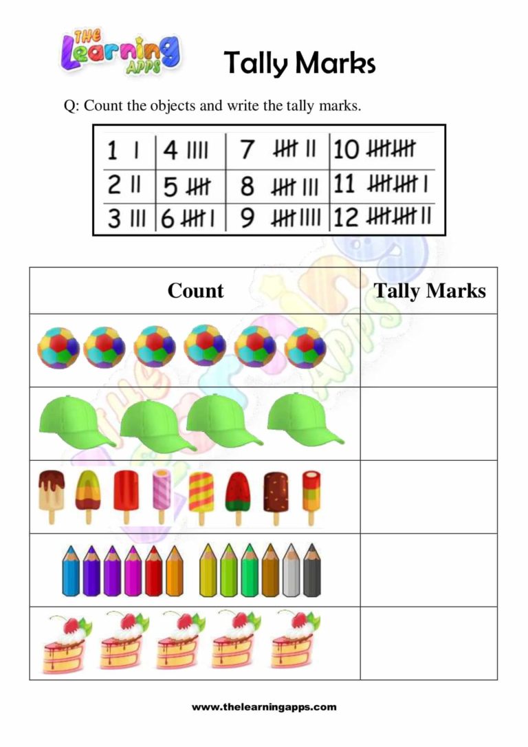 Download our free printable Tally Mark Worksheet 07 for kids