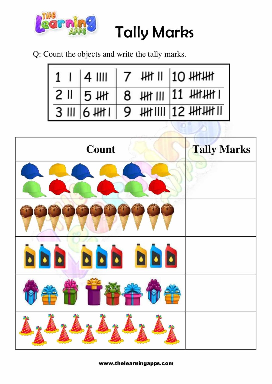 Download our free printable Tally Mark Worksheet 08 for kids