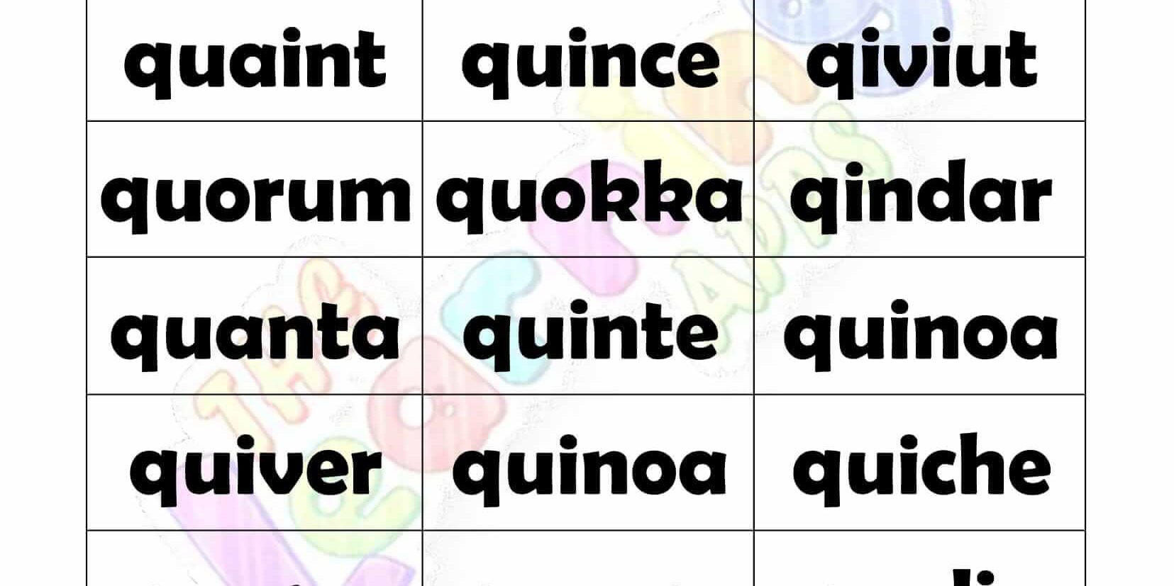 I-download ang libreng printable 6 LETTER WORD NA NAGMULA SA Q