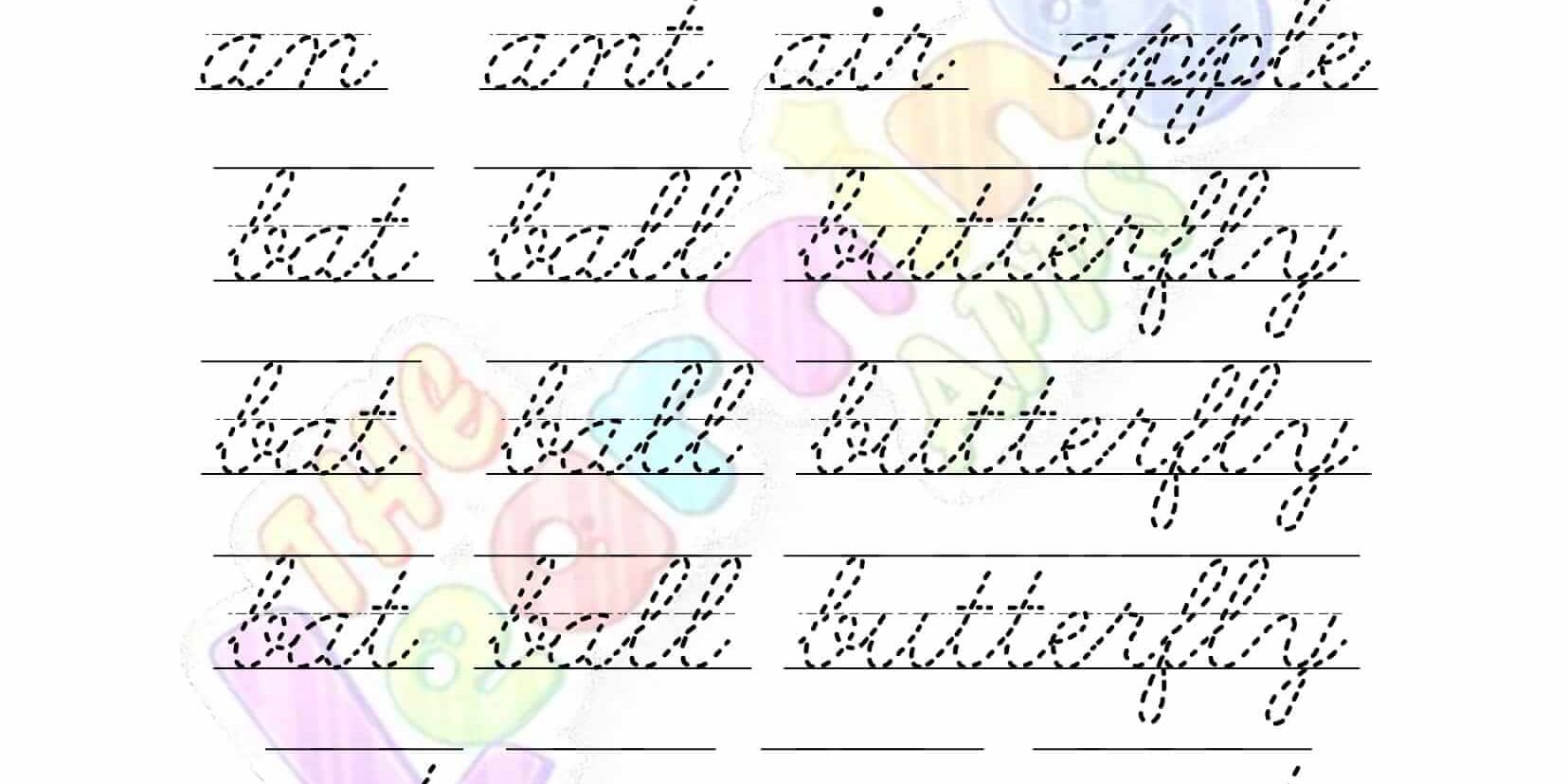 Printable Cursive Words Writing Grade 2 Worksheets for Kids