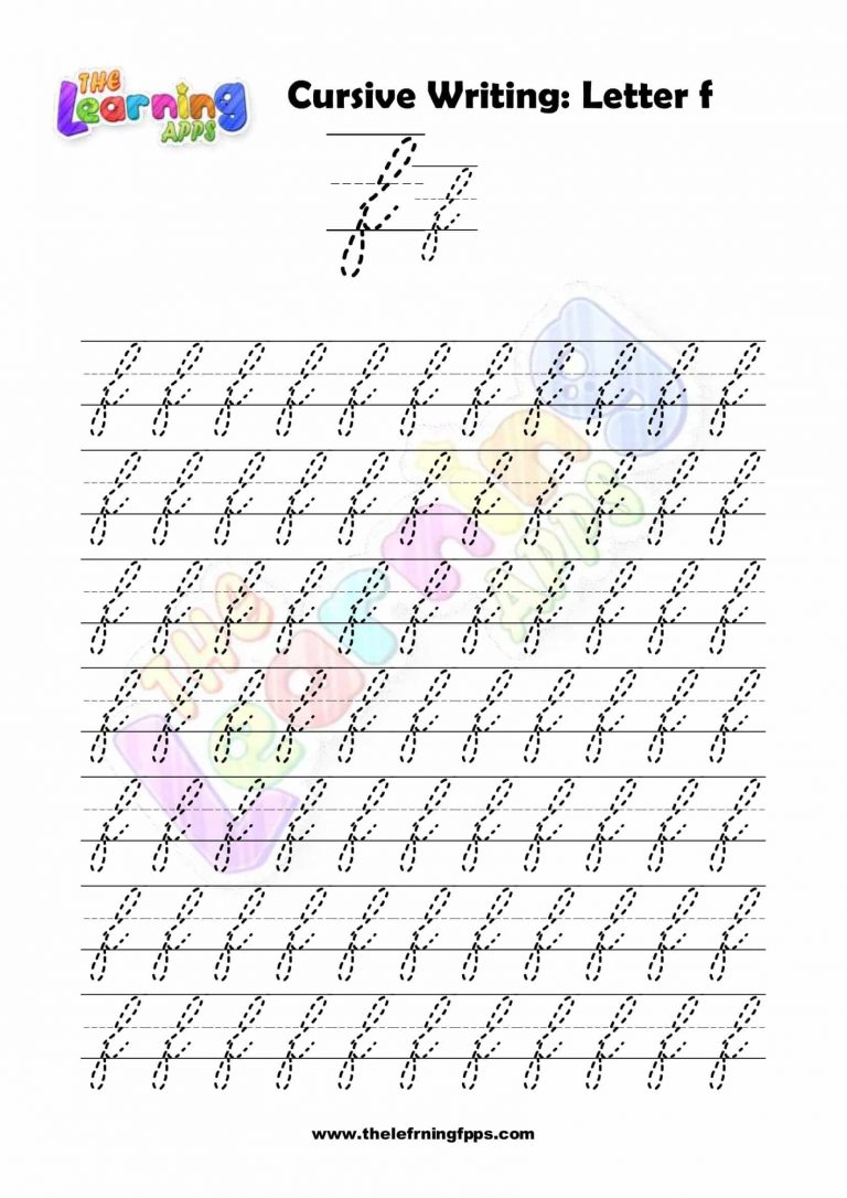 Free Printable Cursive Letter F Writing Grade 1 Worksheets