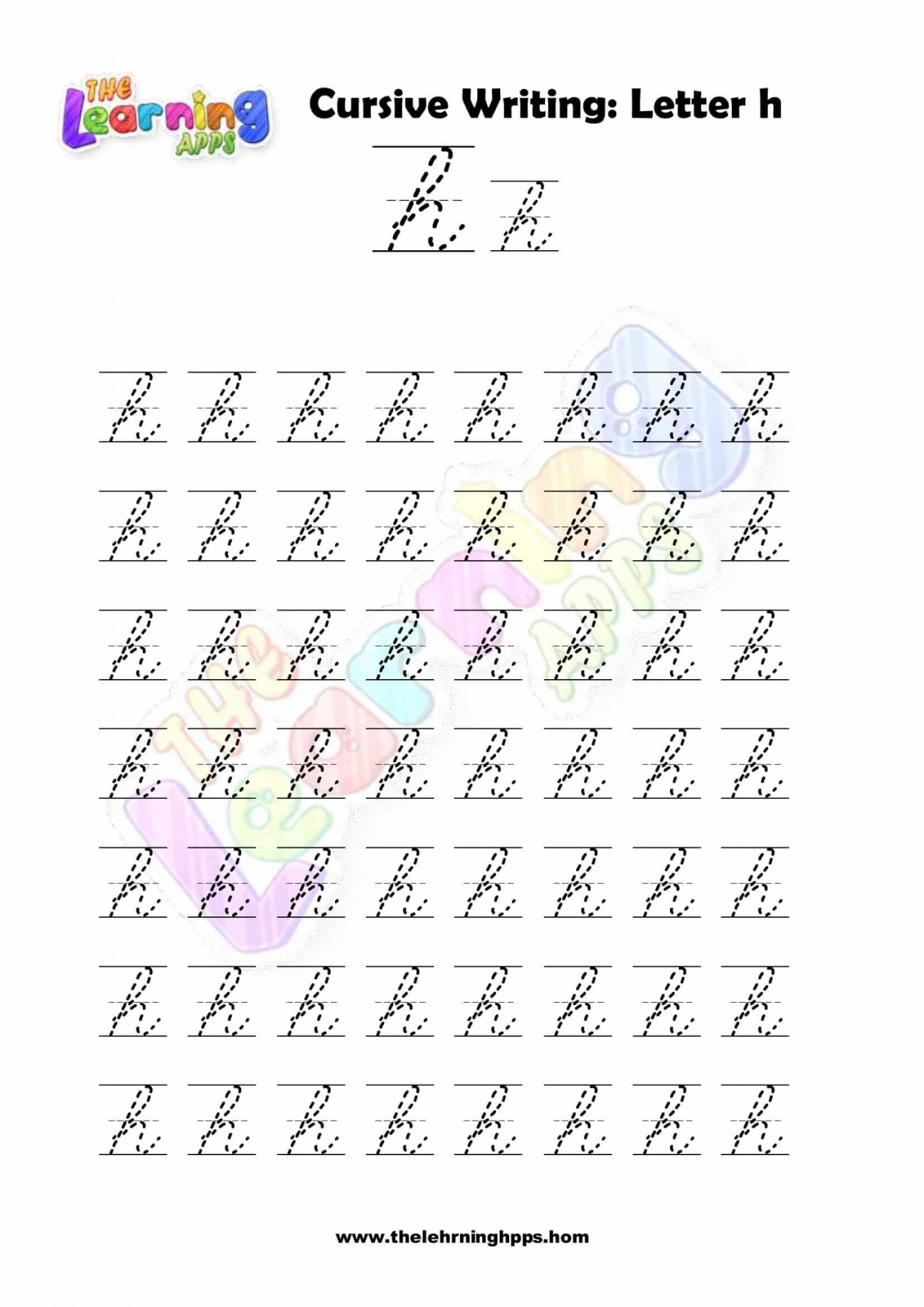 Free Printable Cursive Letter H Writing Grade 1 Worksheets