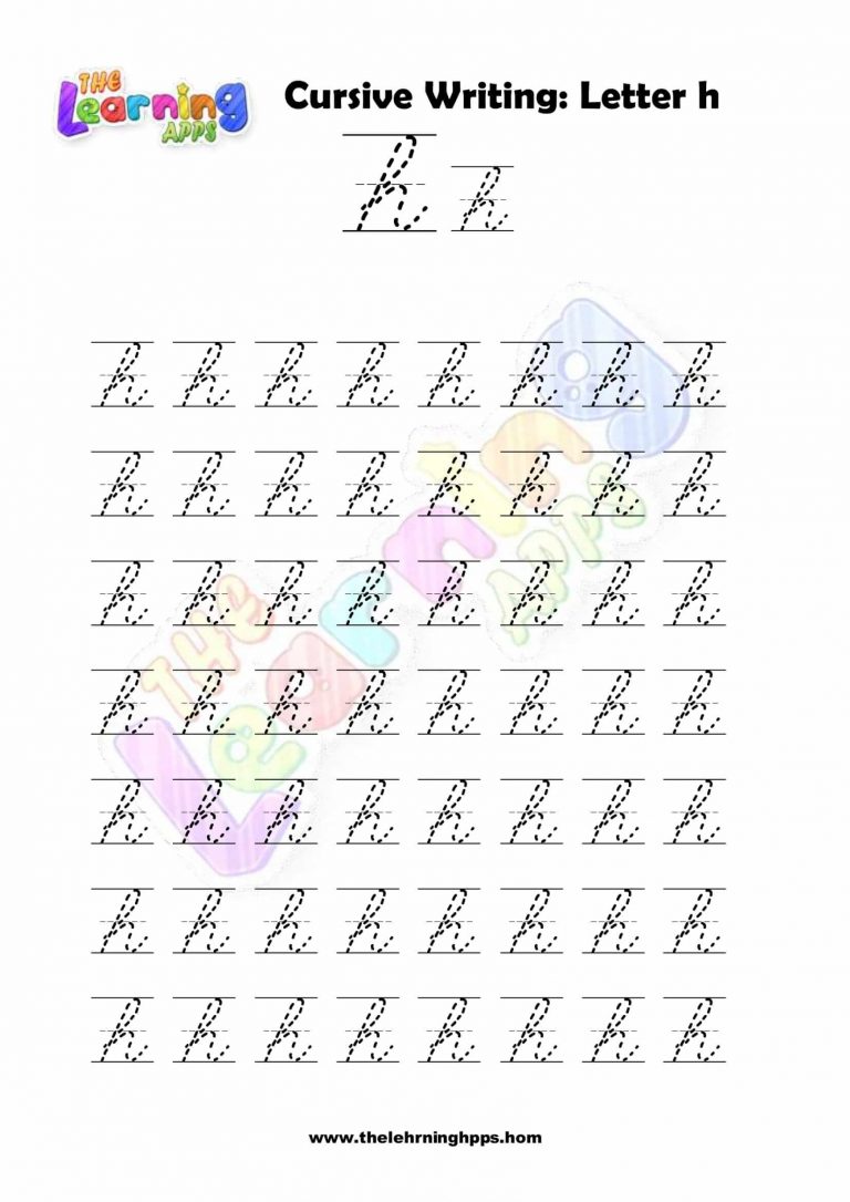 Free Printable Cursive Letter H Writing Grade 1 Worksheets