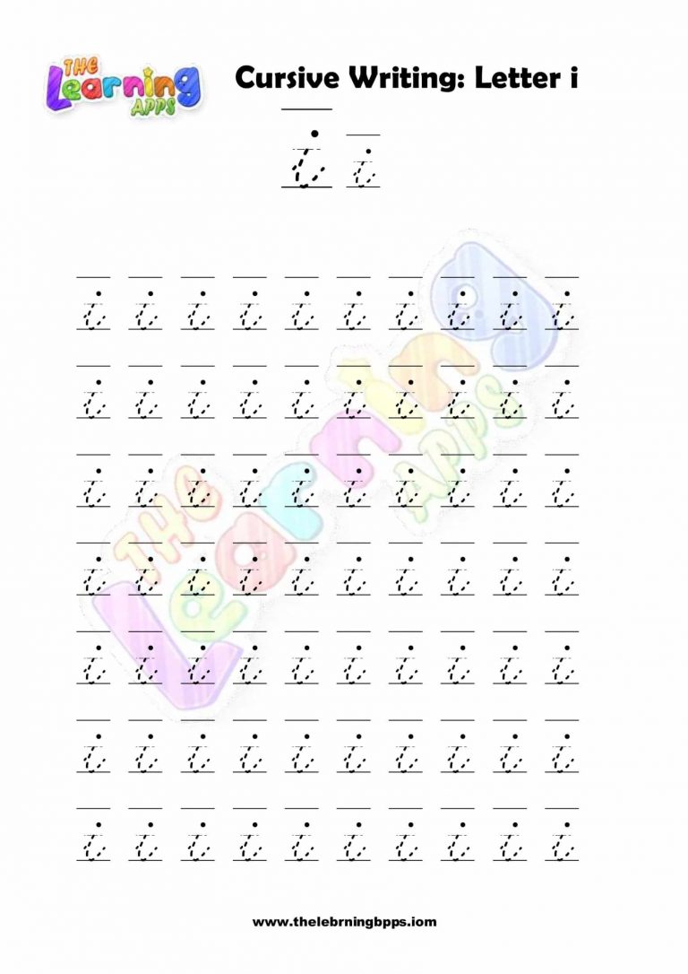 Free Printable Cursive Letter I Writing Grade 1 Worksheets