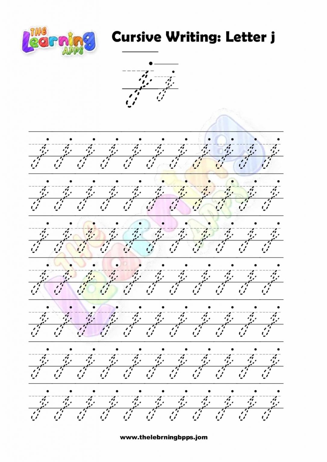 Free Printable Cursive Letter J Writing Grade 1 Worksheets