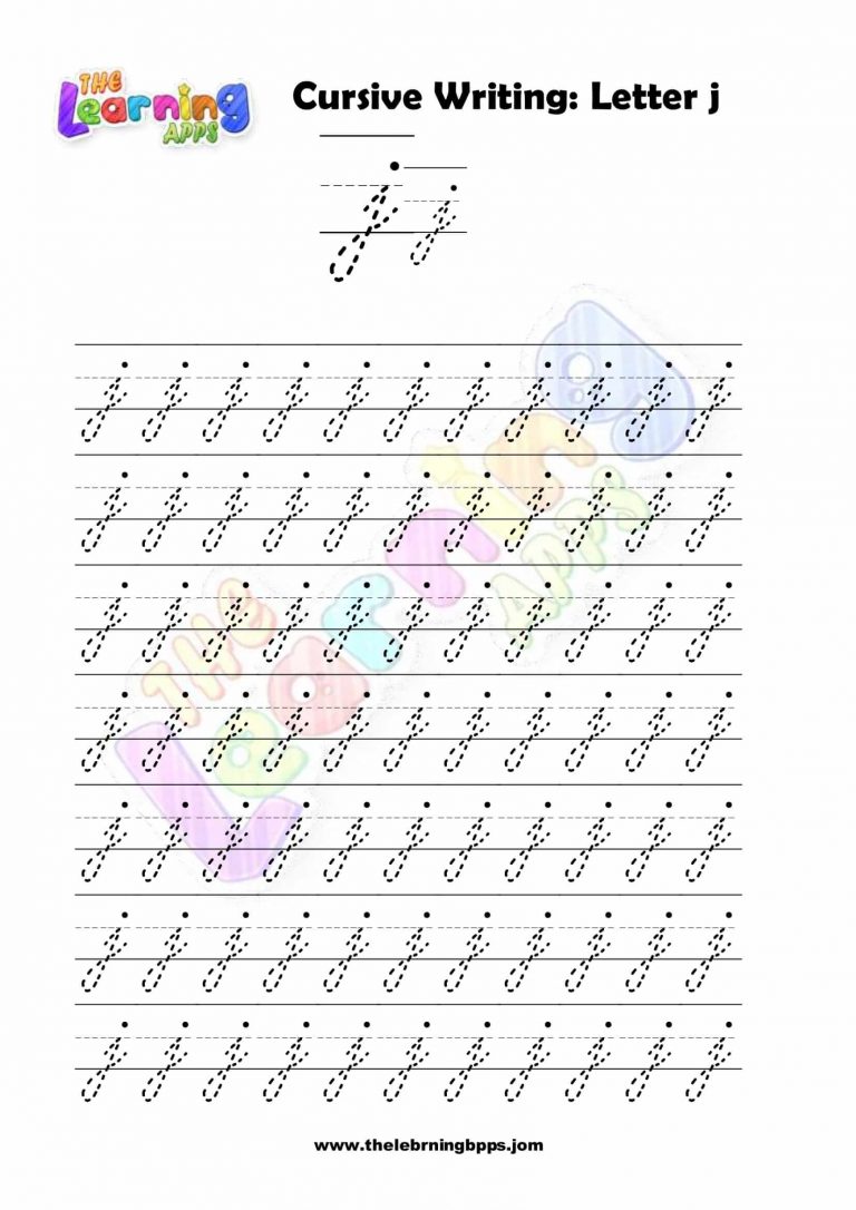 Free Printable Cursive Letter J Writing Grade 1 Worksheets