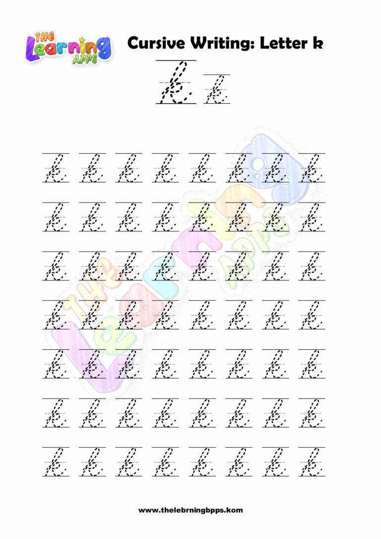 Free Printable Cursive Letter K Writing Grade 1 Worksheets