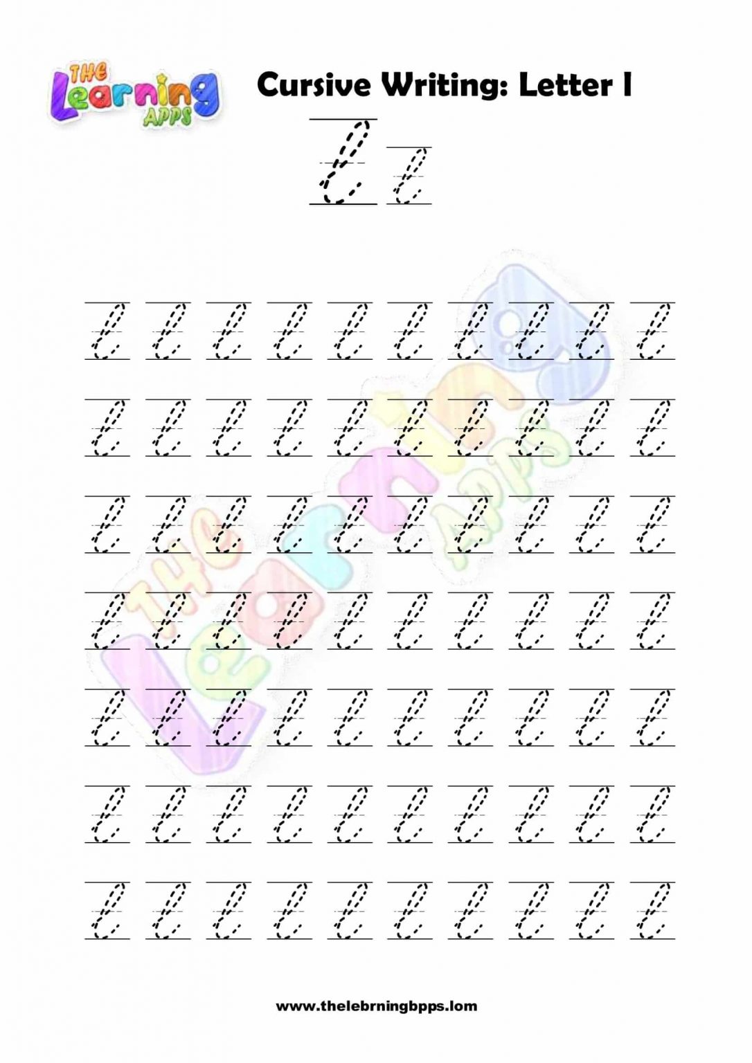 Free Printable Cursive Letter L Writing Grade 1 Worksheets