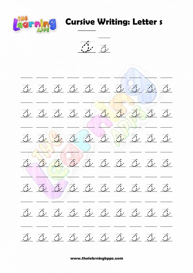 Free Printable Cursive Letter S Writing Grade 1 Worksheets