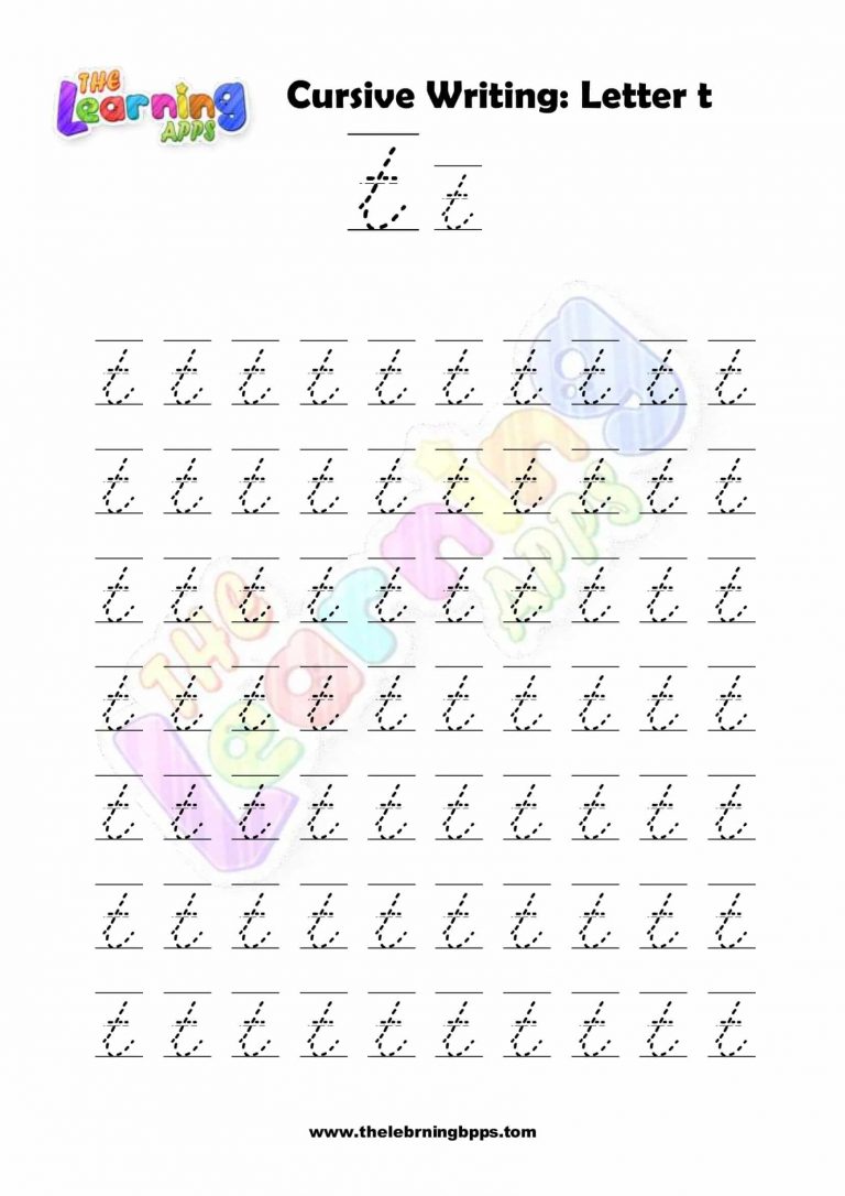 Free Printable Cursive Letter T Writing Grade 1 Worksheets