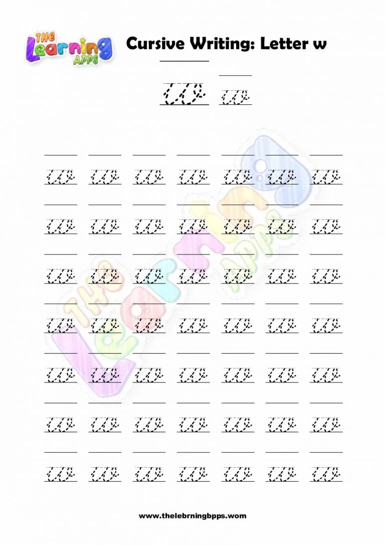 Free Printable Cursive Letter W Writing Grade 1 Worksheets