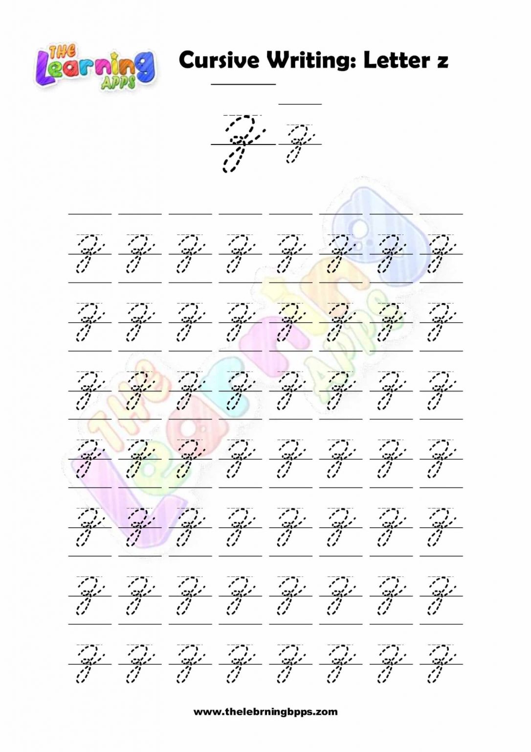 Free Printable Cursive Letter Z Writing Grade 1 Worksheets