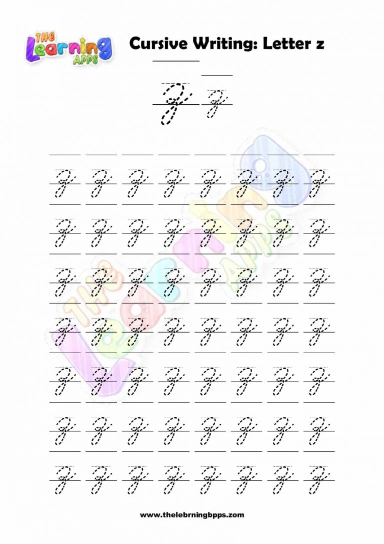 Free Printable Cursive Letter Z Writing Grade 1 Worksheets