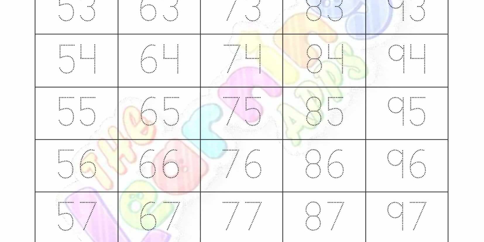 Free Printable Number Tracing 51 100 Worksheet For Kids Free Printable Number Tracing 51 100 Worksheet For Kids