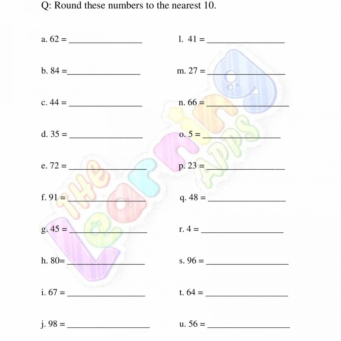 Free Printable Rounding Worksheets - The Learning Apps