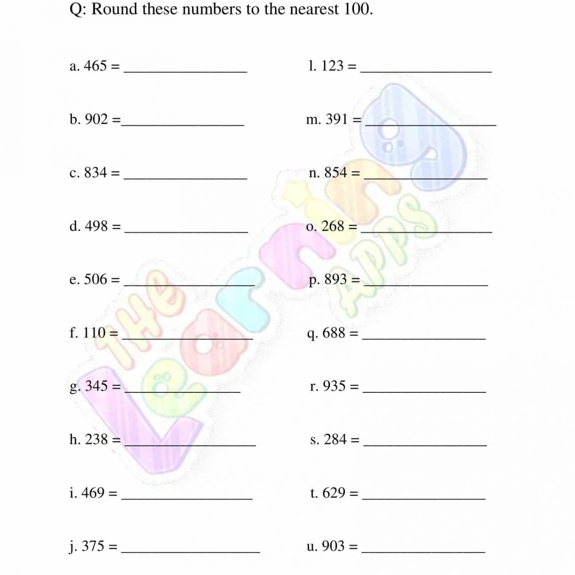 Hojas de trabajo de redondeo imprimibles gratis - Las aplicaciones de ...