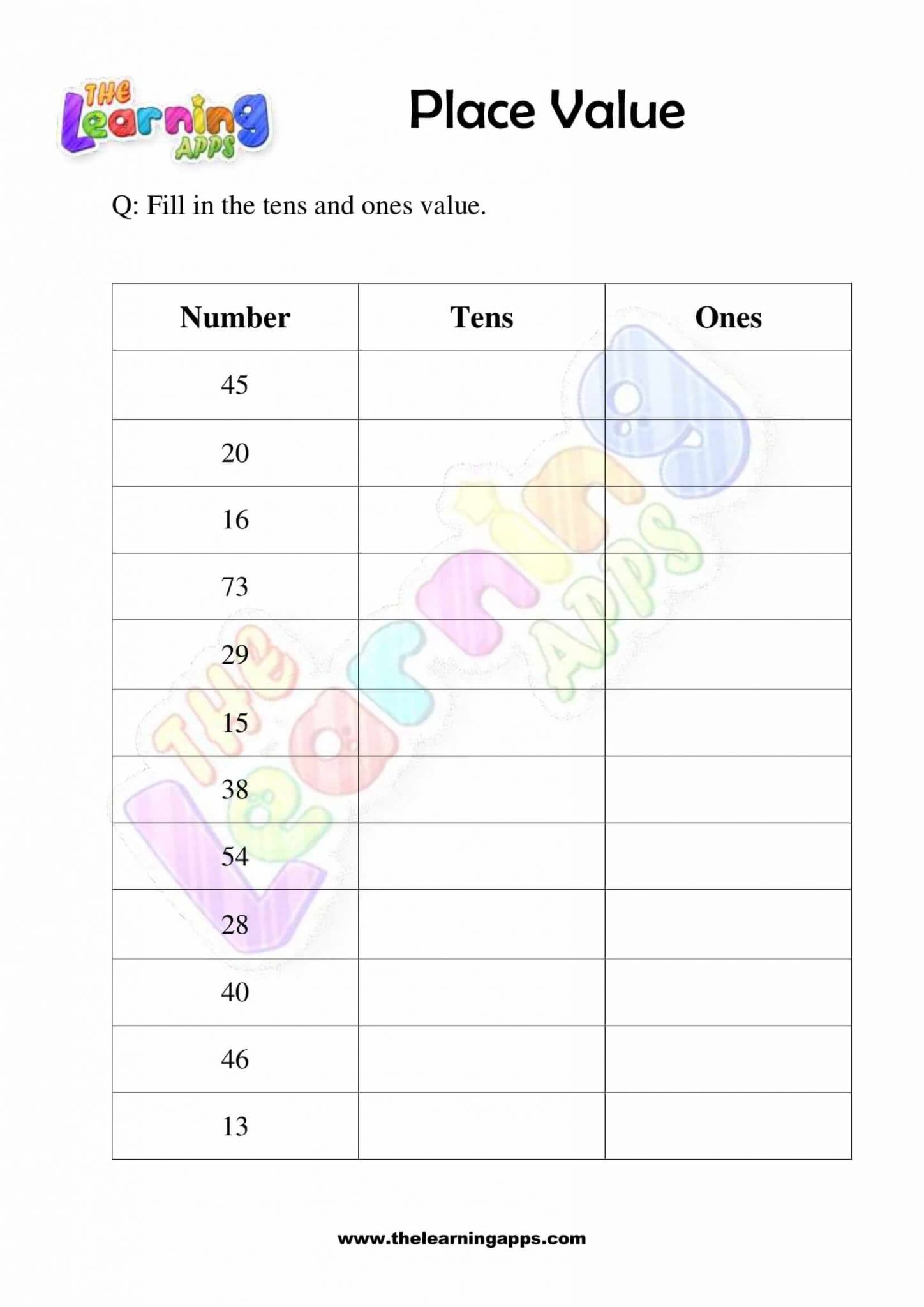 Free Printable Place Value Grade 1 Worksheets 01
