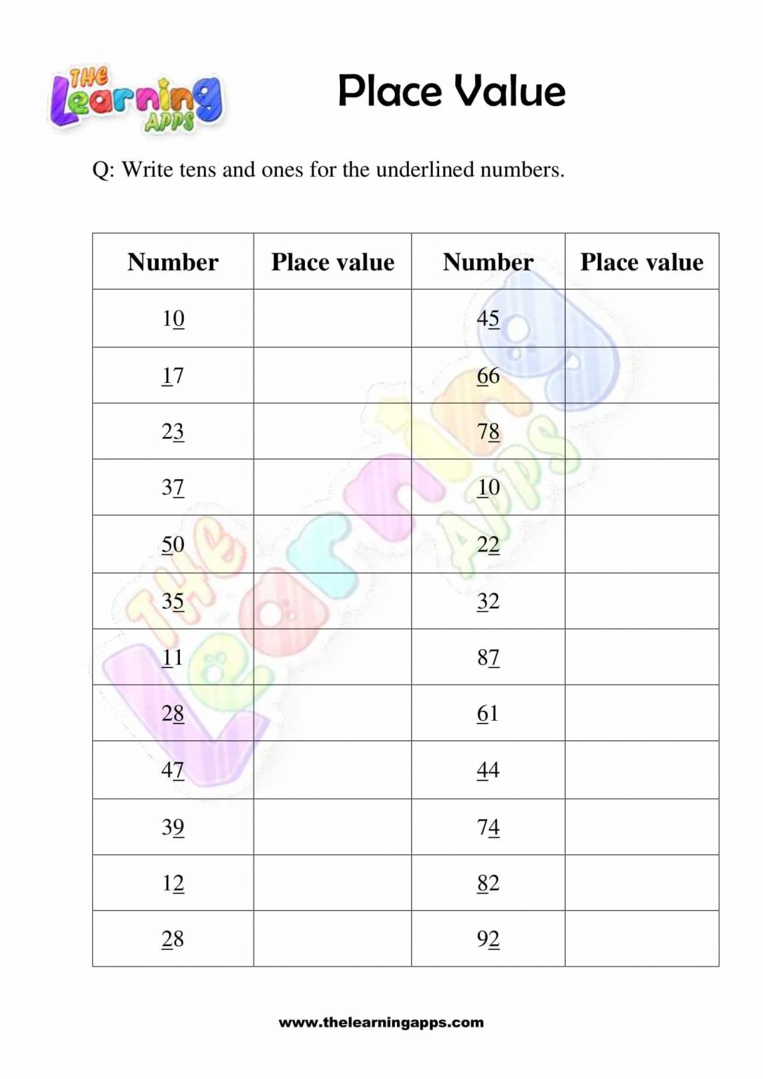 Free Printable Place Value Grade 1 Worksheets 02