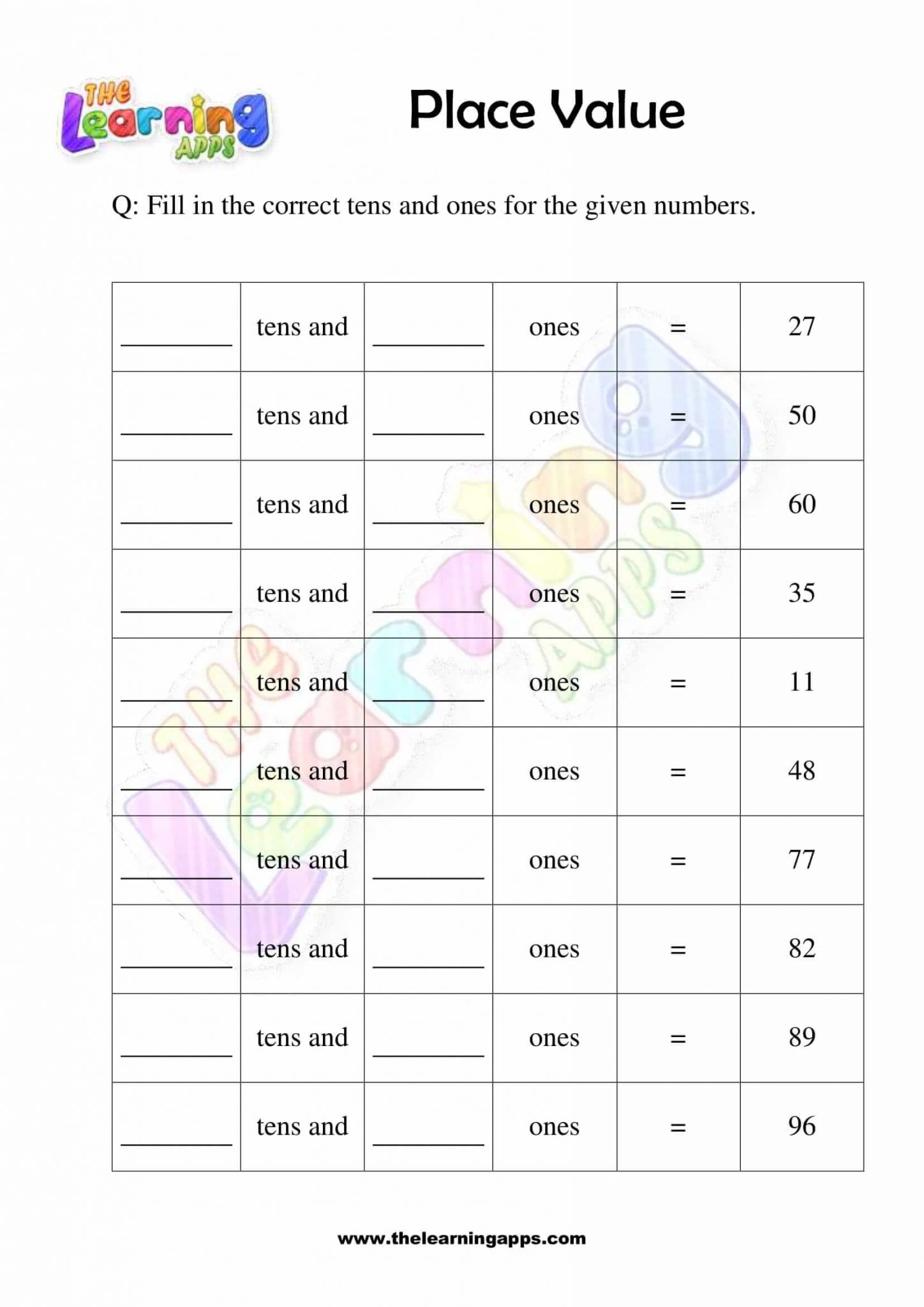 Free Printable Place Value Grade 1 Worksheets 03