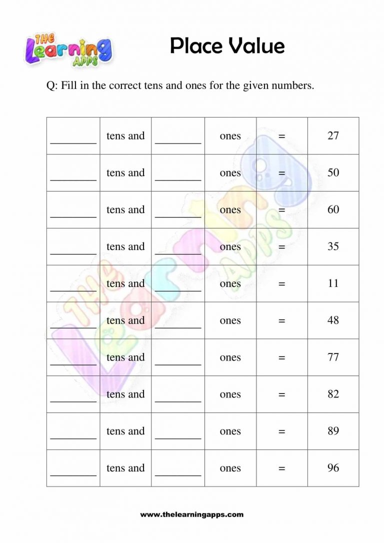 Free Printable Place Value Grade 1 Worksheets 03