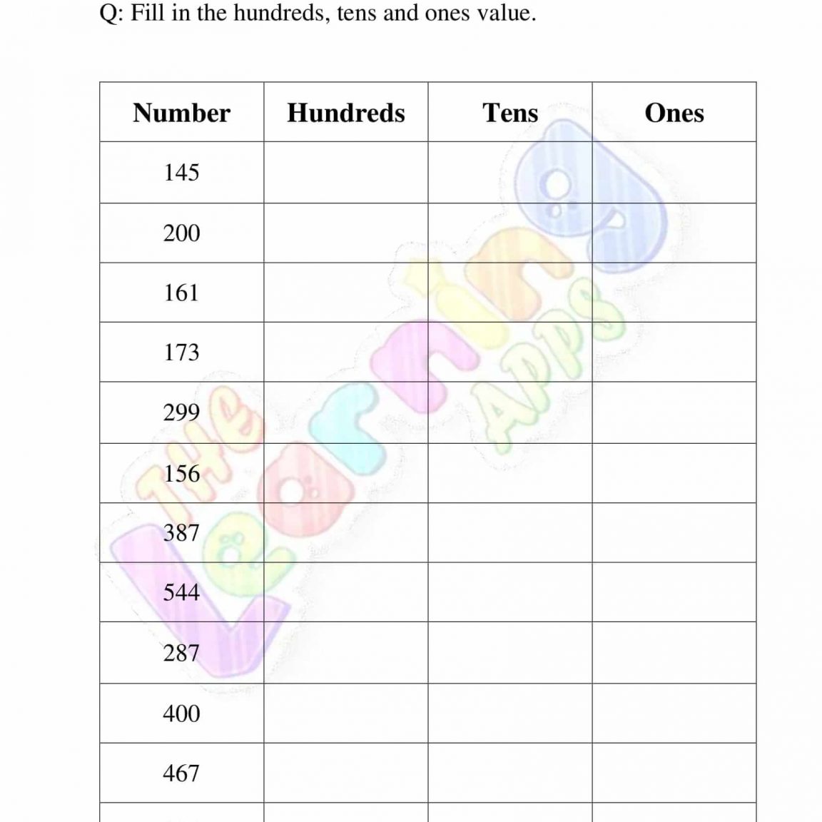 Free Printable Place Value Worksheets - The Learning Apps