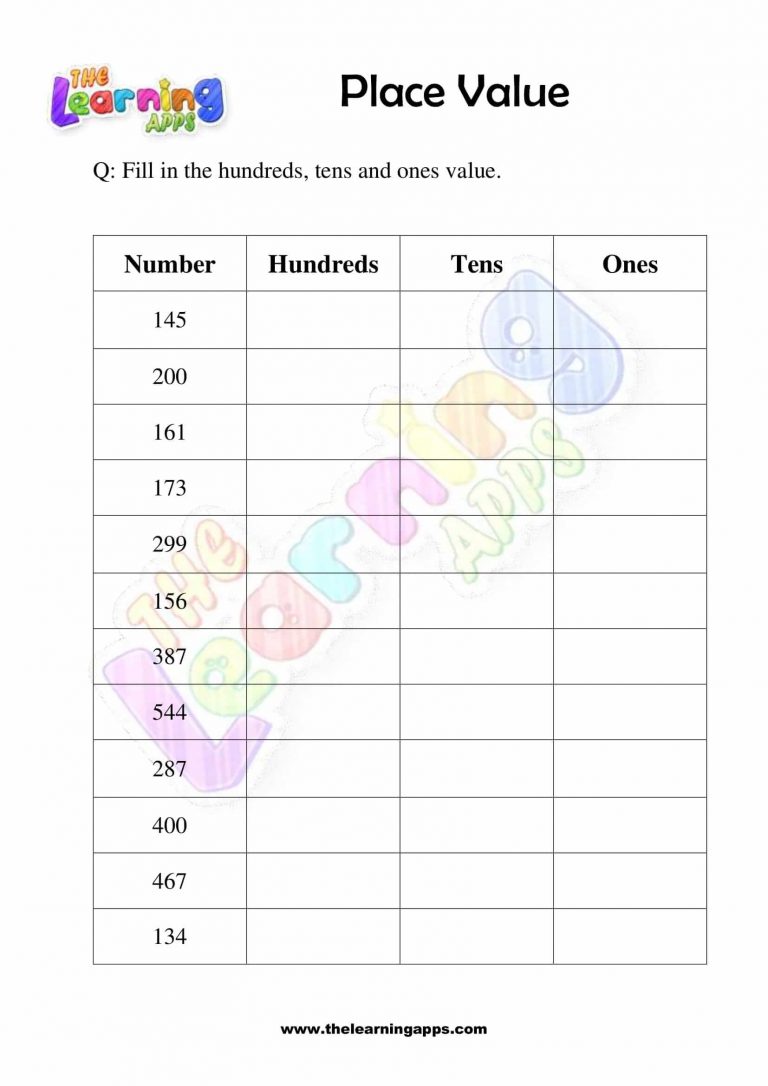 Free Printable Place Value Grade 2 Worksheets 01