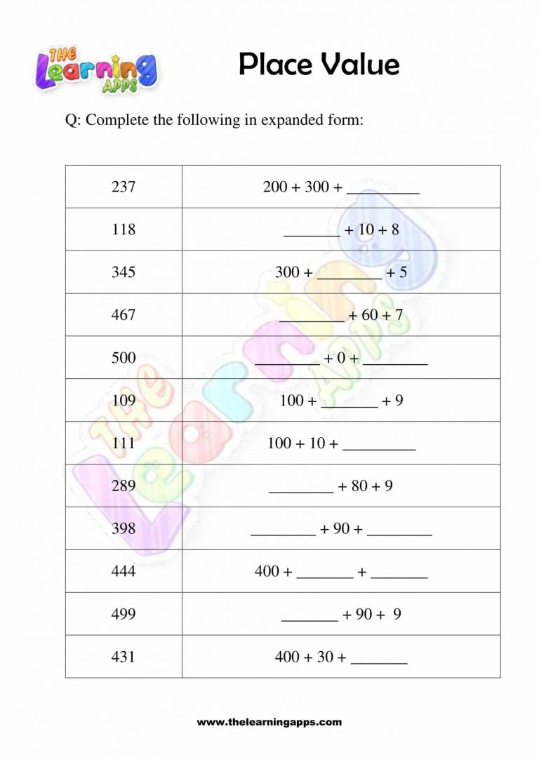 Free Printable Place Value Grade 2 Worksheets 03