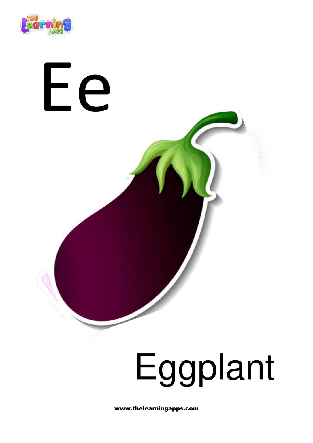 ลองใช้แผ่นงาน ABC Vegetable E สำหรับเด็กที่พิมพ์ได้ฟรี