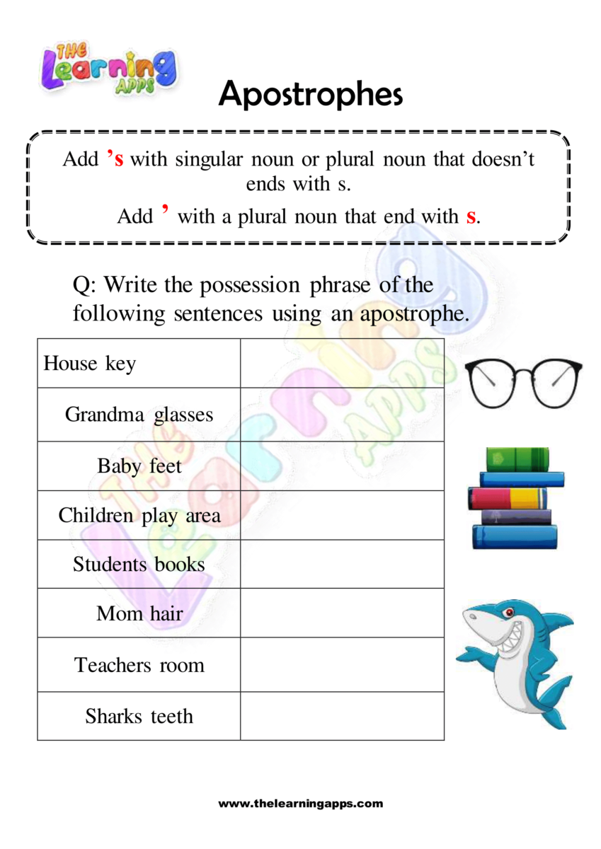 Apostrophe Worksheet - The Learning Apps
