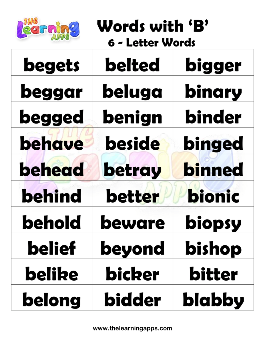Words that Start with B for Kids - Words that Begin with B