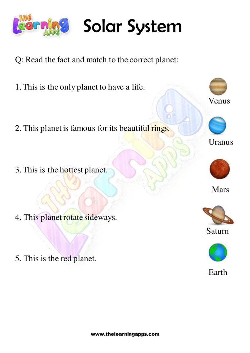Solar System Worksheets - The Learning Apps